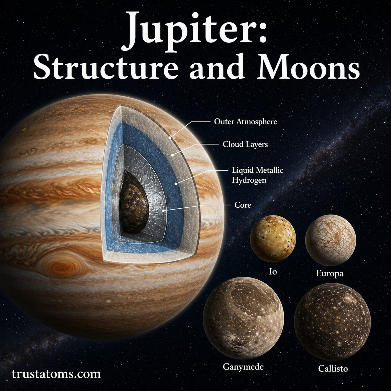Jupiter: Structure and Moons - Trust Atoms