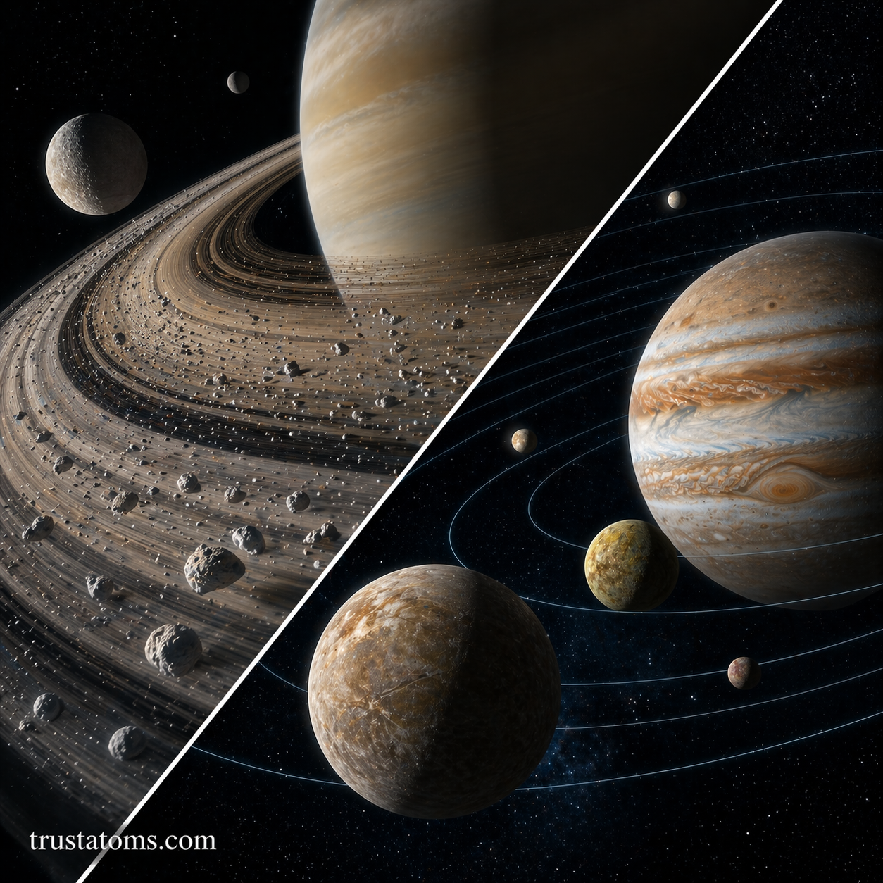 Rings, Moons, and Orbital Stability: How Gravity Shapes Planetary ...